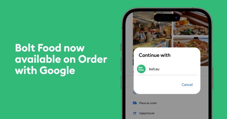 Bolt Food now available on Order with Google